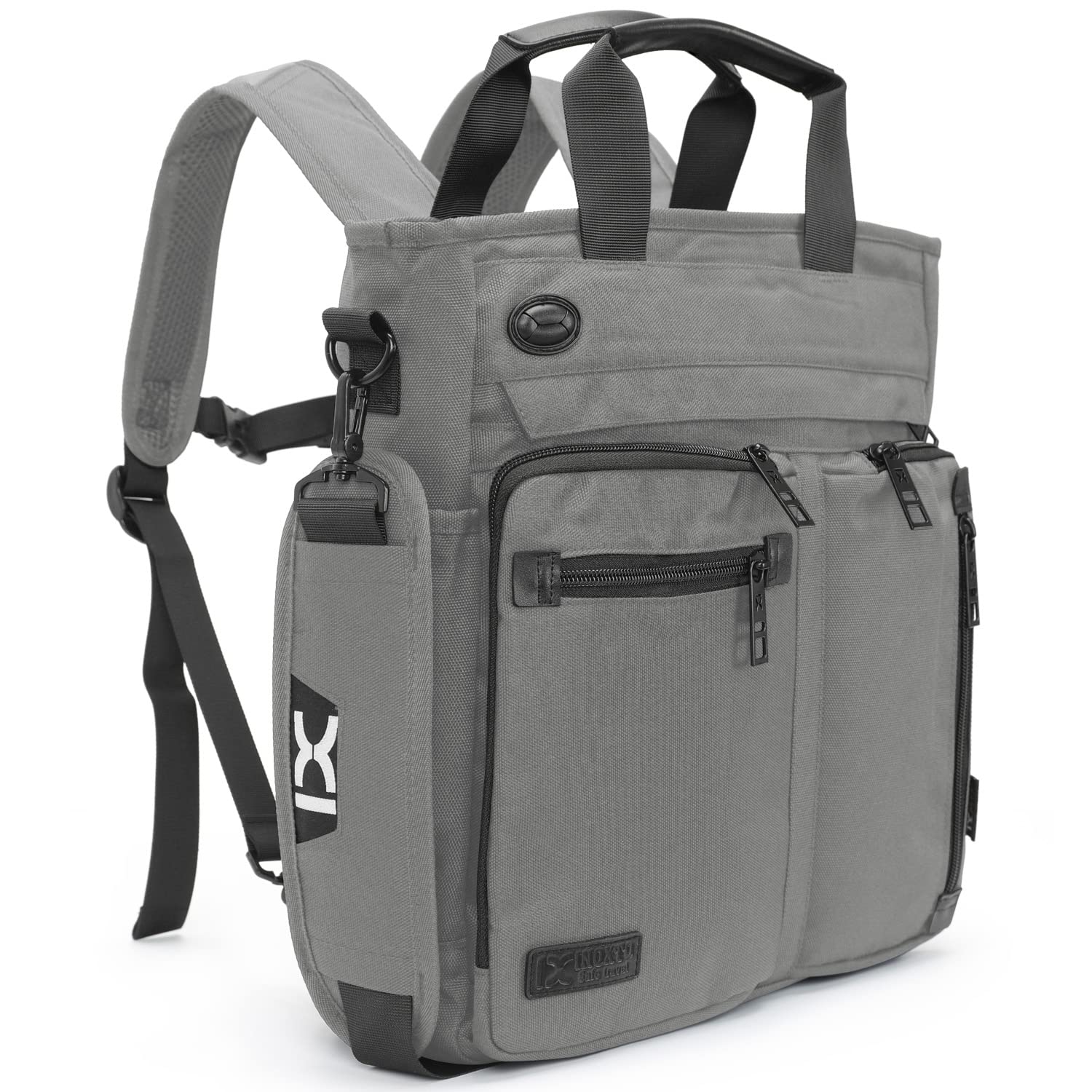 INOXTO Men’s Messenger Bag 3 in 1 Convertible Backpack Briefcase Bag Business Office Bag for Men, Laptop Shoulder Bag (Grey)