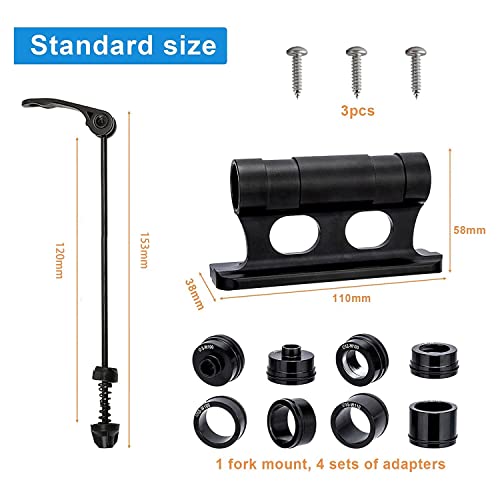 MACIMO Versatile Front Fork Mount Block,Quick Release Thru Axle Road Bicycle Bracket Adapters for Truck/Trailer/Bikes