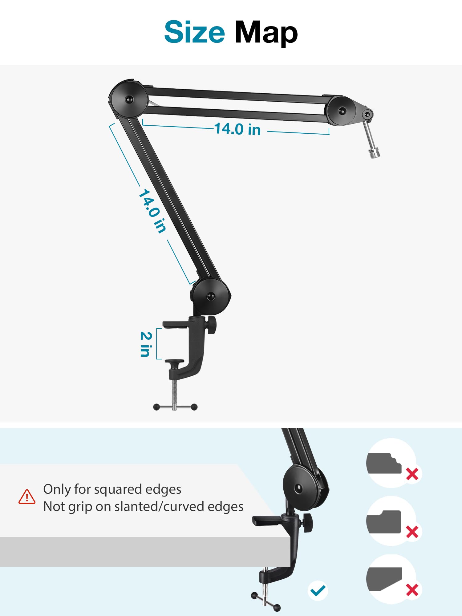 InnoGear Microphone Arm Stand, Heavy Duty Mic Arm Microphone Stand Suspension Scissor Boom Stands with Mic Clip and Cable Ties for Blue Yeti Snowball Hyper X QuadCast SoloCast Fifine Gaming (Medium)
