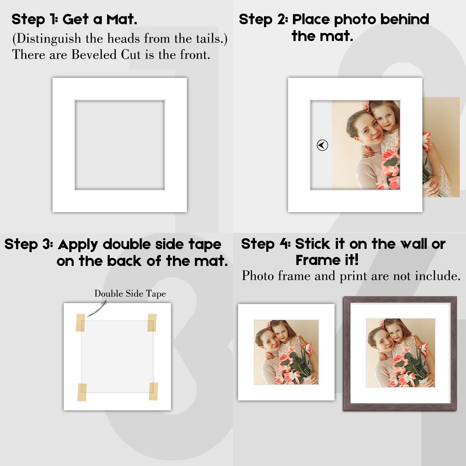 Golden State Art, Pack of 10, 12x12 White Picture Mats Mattes with White Core Bevel Cut for 8x8 Photo