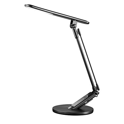 HDTIME Desk LED Lamp with USB Charging Port Touch-Sensitive Control with 1-Hour Timing Function,4 Lighting Modes with 7 Brightness Levels 36PCS LEDs(Black)
