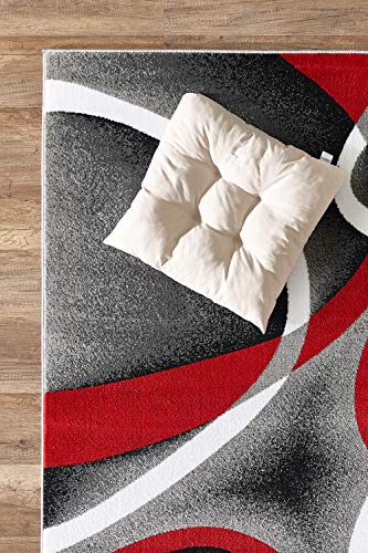 GLORY RUGS Modern Area Rug 8x10 Red Swirls Carpet Bedroom Living Room Contemporary Dining Accent Sevilla Collection 4816A