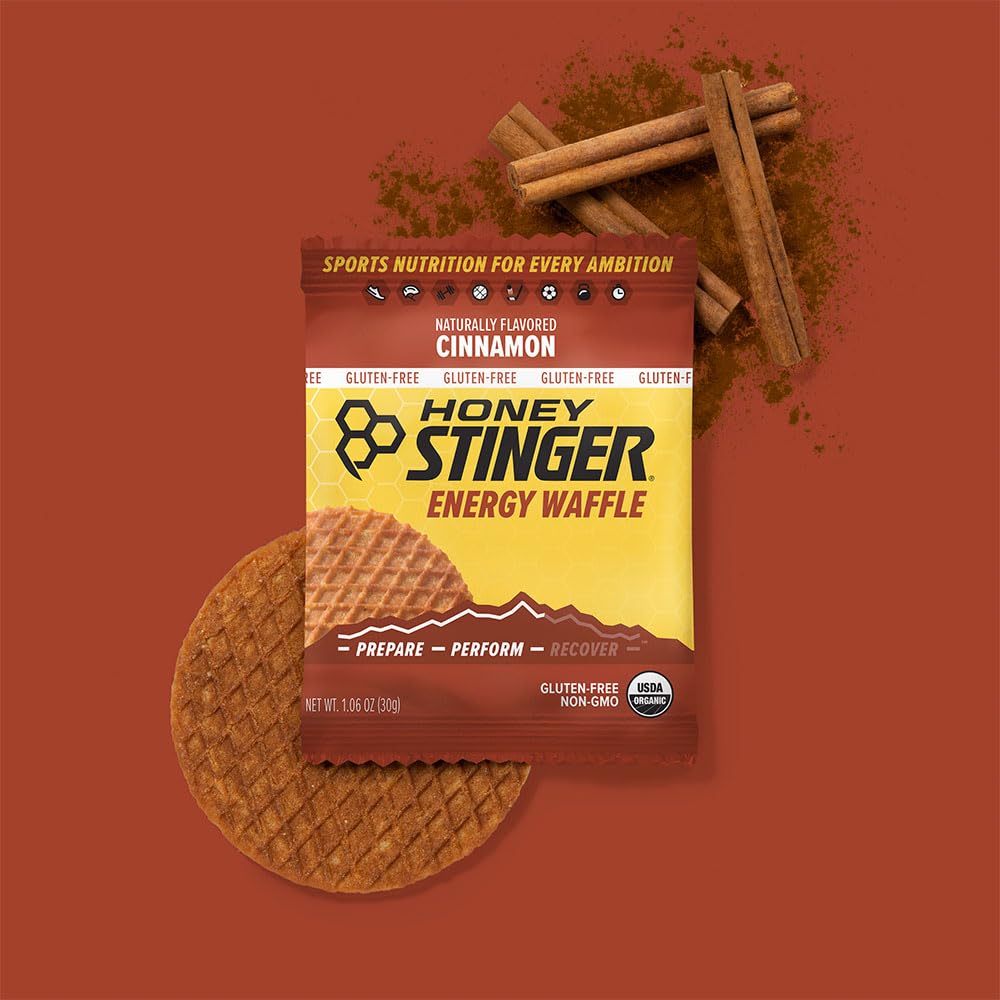 Honey Stinger Gluten Free Organic Waffles β Variety Pack With Sticker and Polybag β 12 Count β Energy Source for Any Activity β Salted Caramel & Cinnamon - 6 of Each Flavor