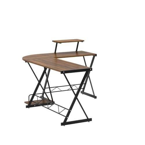 GreenForest L Shaped Computer Desk Large Size Reversible Corner Computer Desk 64 inch with Large Monitor Stand and CPU Stand, Home Office Study Writing Desk Workstation, Space Saving, Walnut