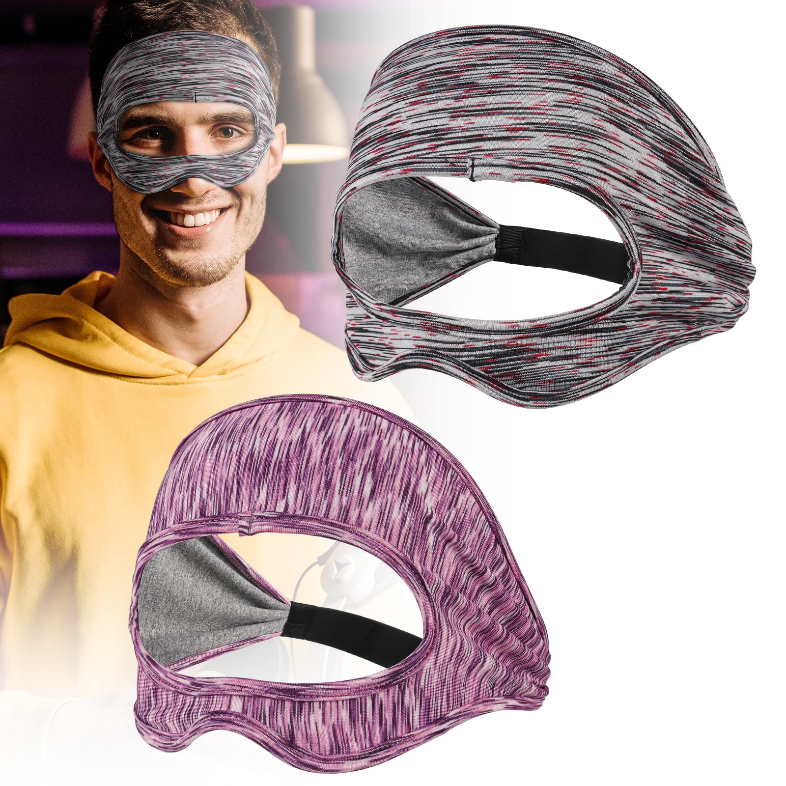 Jooheli 2Pcs VR Eye Mask Cover, Washable Adjustable VR Facemask Head Strap Sweatband, Breathable Sweat Masks Sweat Band Virtual Reality Face Cover for Oculus Sweat Quest 2