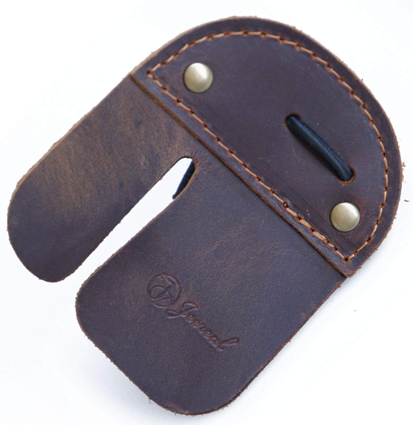 Jeereal Leather Archery Finger Tab,Protect Guard for Recurve Bows,Fingers Protector, Shooting Practice Gear for Shooting Bow Arrow (Dark Brown)