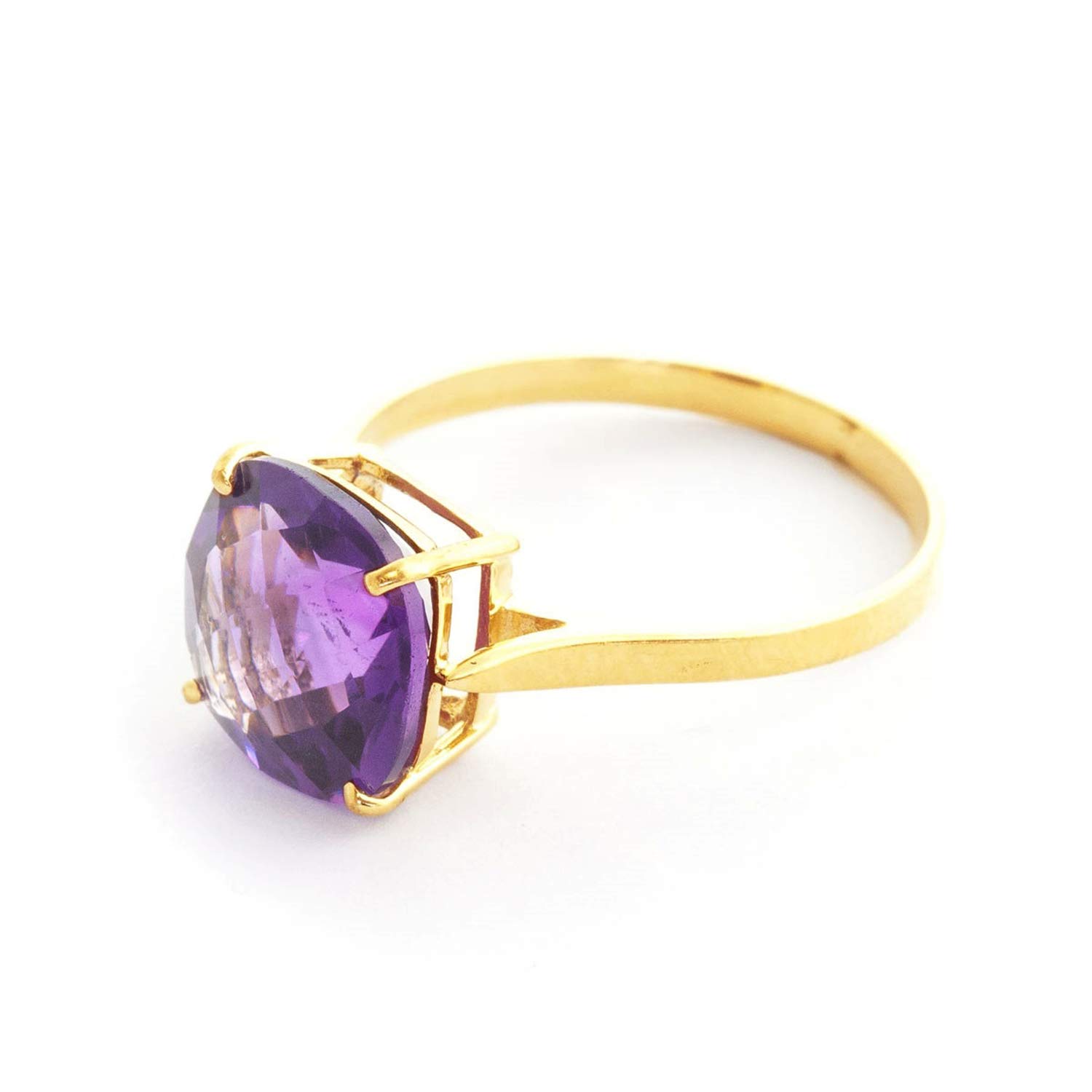 Galaxy Gold GG 14k Solid Yellow Gold Ring with 3.6 Carat Natural Checkerboard Cut Purple Amethyst - Size 8.5
