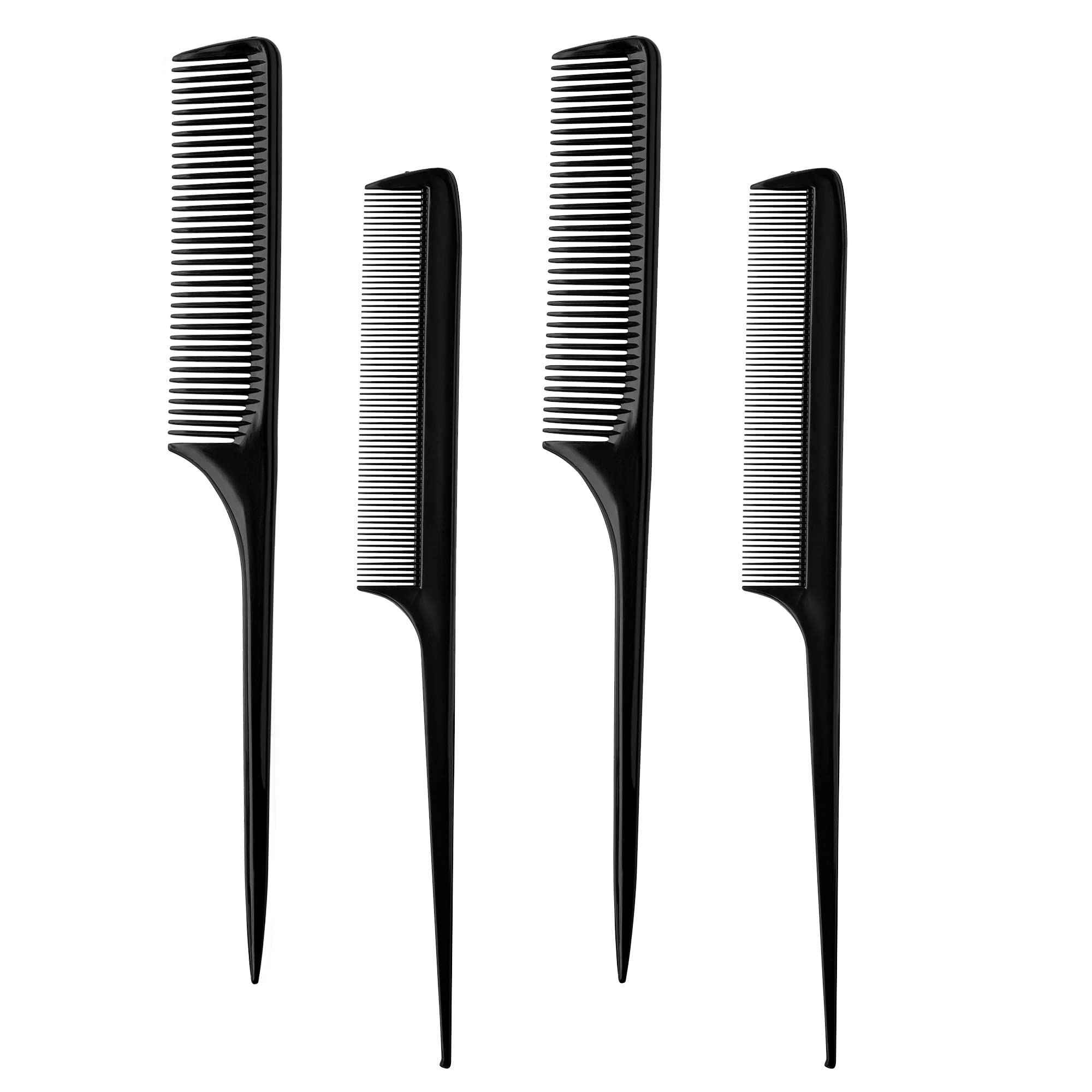 Mars Wellness 8.5” Rattail Comb Set (Pack Of 4) – Pack of Combs w/ 2 Wide & 2 Fine Tooth Combs for Women & Men – Detangling, Styling & Parting Comb Set - Hair Comb for Salon, Barbershops, Home- USA Made