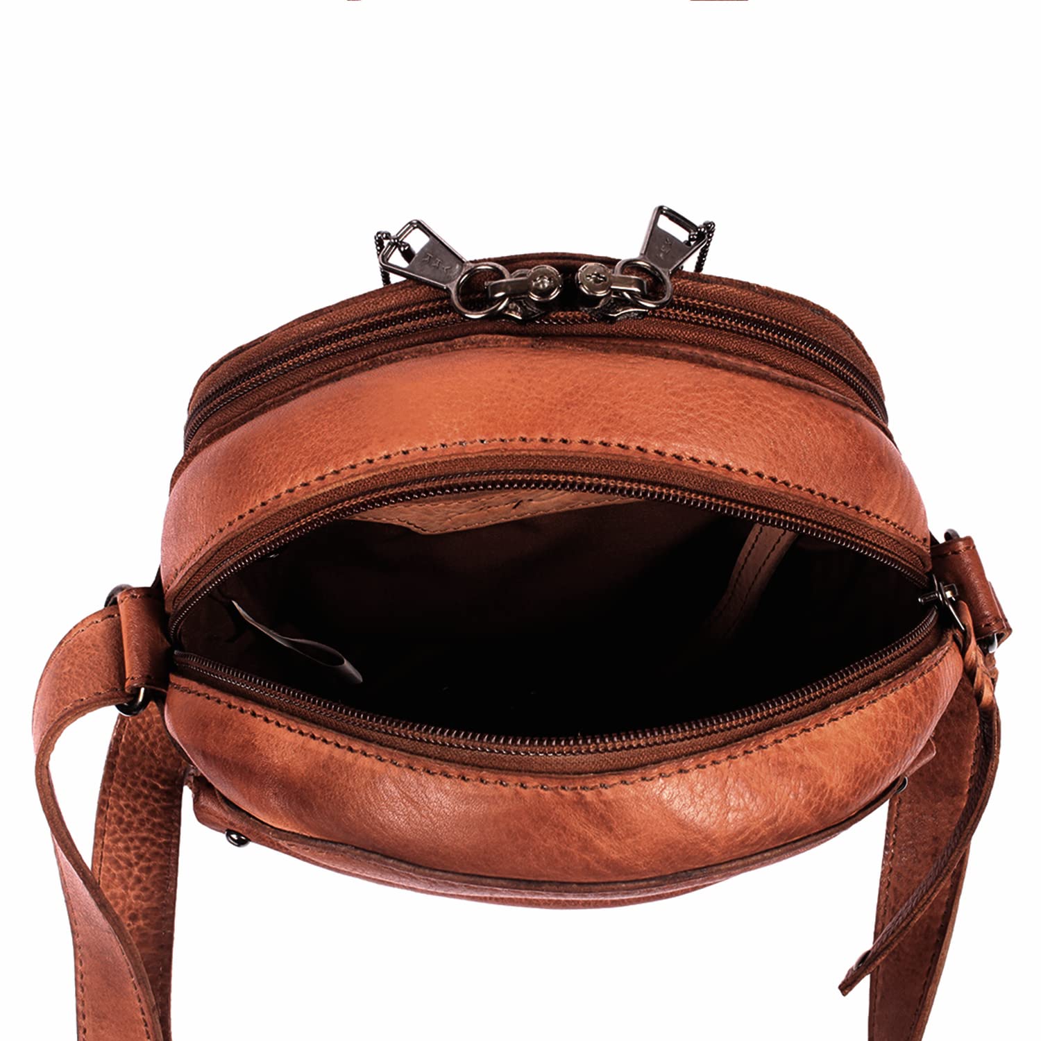 Locking Concealed Carry Mia Leather Crossbody Purse for Handgun with Universal Holster (Cognac)