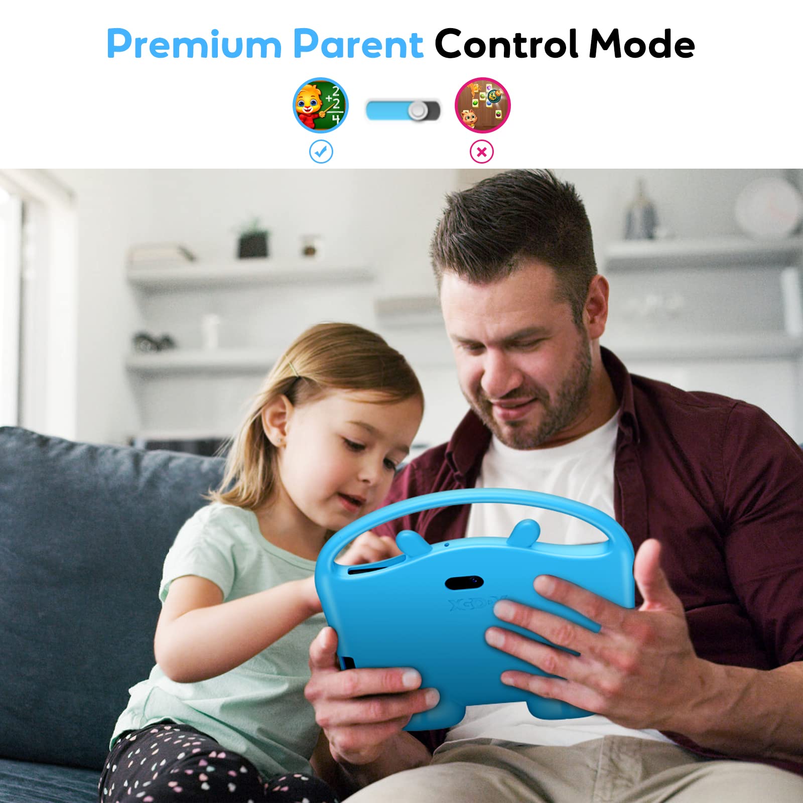 Kids Tablet, 7 inch Tablet for Kids 4GB RAM 64GB ROM, Android 12 Toddler Tablet with WiFi, Bluetooth, Parental Control, Dual Camera, Shockproof Case, YouTube Netflix, Children Tablet for Toddlers