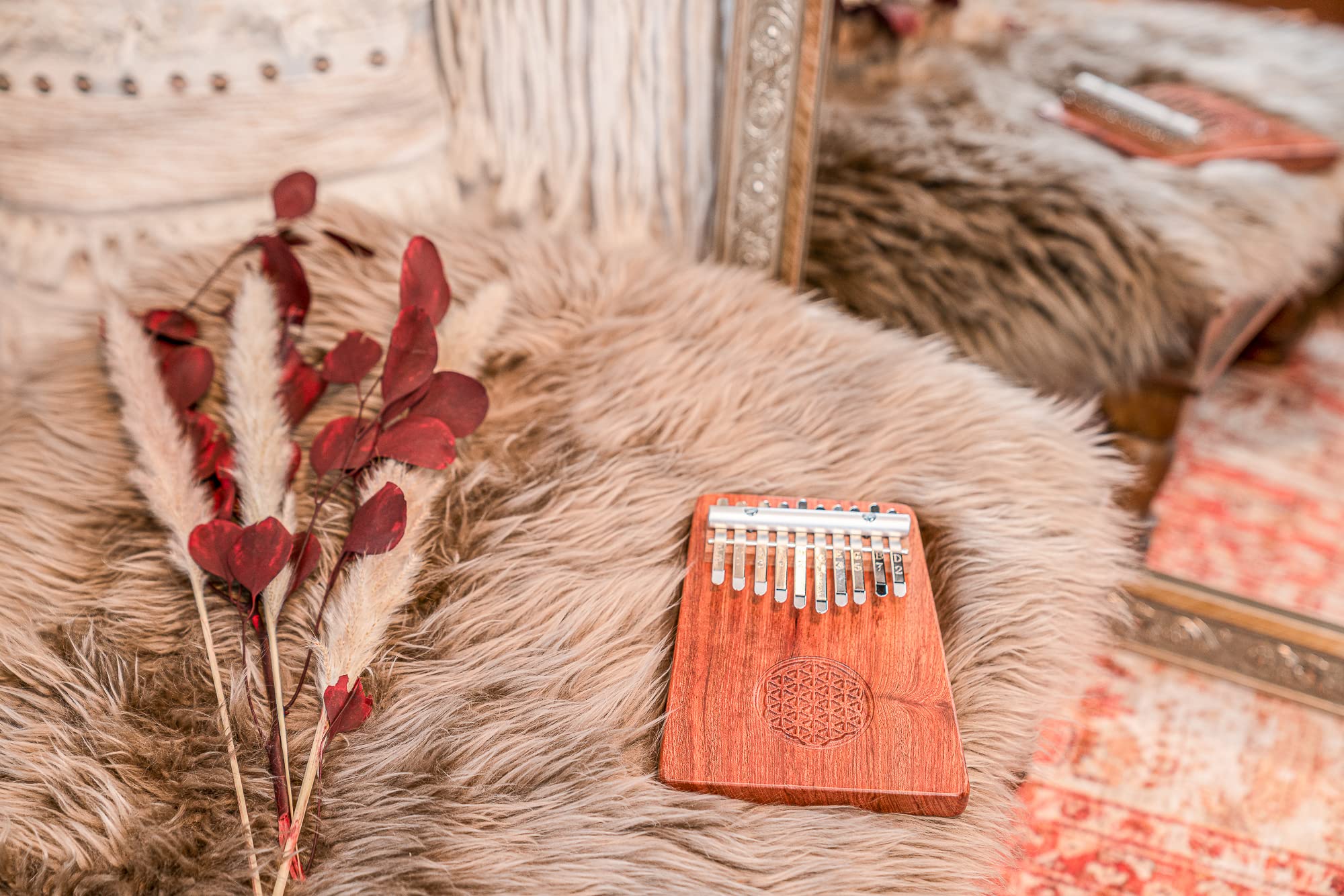 Kalimba Thumb Piano, 10 Keys β Includes Tuning Hammer and Case β For Meditation, ASMR, Sound Therapy and Yoga, 2-YEAR WARRANTY
