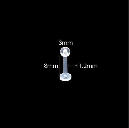 Happyupcity Cartilage Earring 30Pcs Clear Silica Gel and Acrylic Retainer Lip Rings Nose Studs Ear Helix Earring Clear Flat Top Retainer