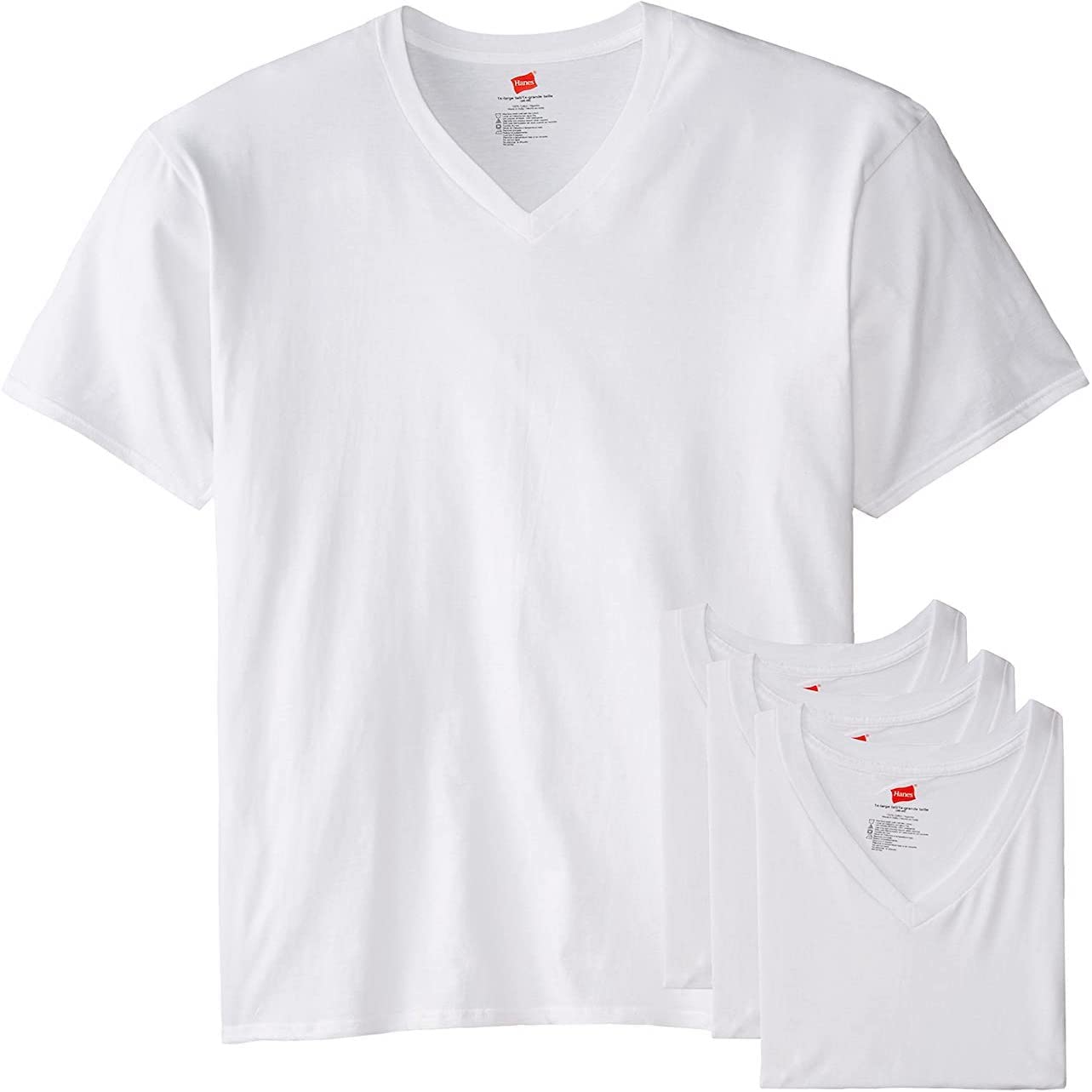Hanes Men's Size 3-pack Man V-neckt-shirt, White, 5X-Large/Tall