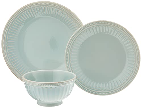 Lenox 870009 French Perle Groove 12-Piece Plate & Bowl Set Blue