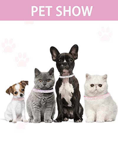 Solmoony Breakaway Cat Collars with Bell,Adjustable Safe Kitten Collar,Cat Collars for Girl Cats with Rhinestone Soft Velvet (Pink)