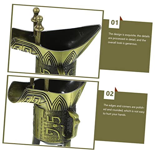 Hohopeti Antique Copper Mug Ancient Drinkware Gift Home Decoration Cup Tea Table Decoration Antique Cup Prop Retro Wine Cup Tripod Office Ornaments Zinc Alloy Chinese Style