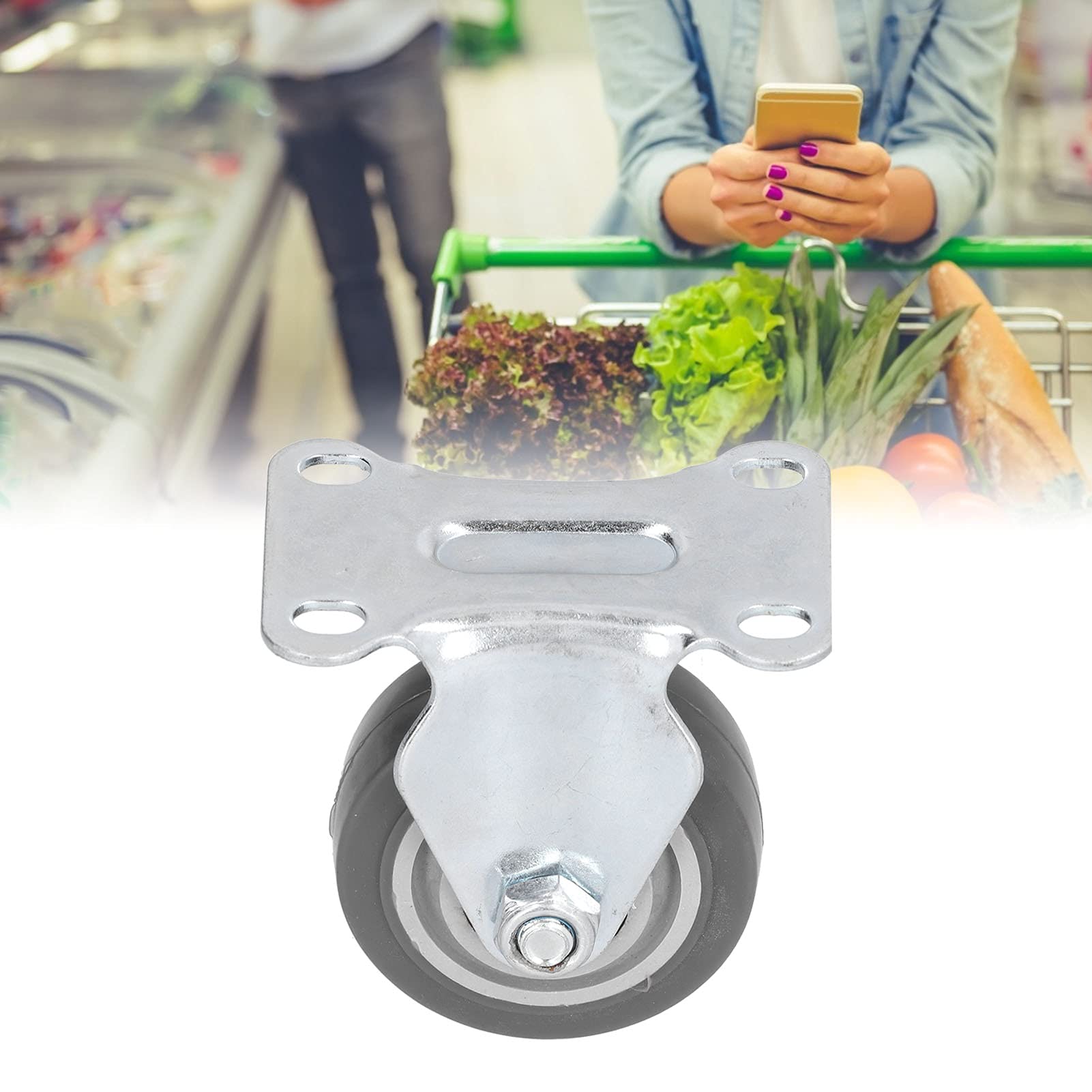 Heavy Duty Caster with Low Noise Rubber Ideal Replacement Accessory with Plate for Carts and Trolleys in Commercial or Industrial Settings