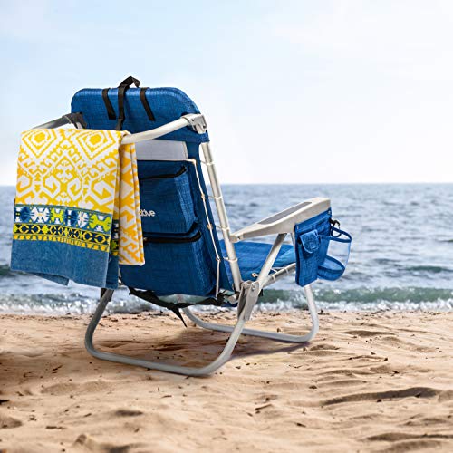 Homevative Folding Backpack Beach Chair with 5 Positions for Relaxing, Towel bar, Cooler Pouch, Storage Pouch, Cup Holder and Phone Holder,Aluminum, Breeze, 2 Pack