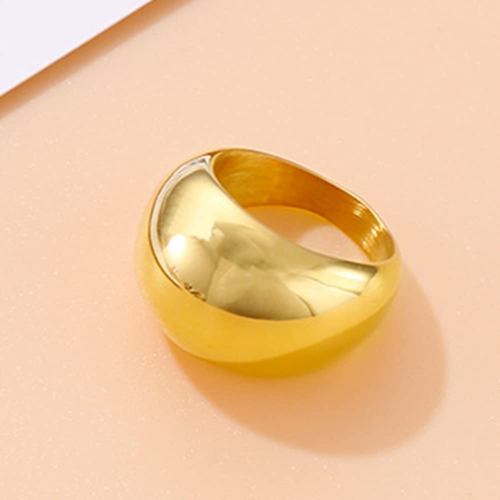 Jude Jewelers Stainless Steel Fat Dome Style Classic Simple Plain Wedding Statement Pinky Ring (Gold, 6)