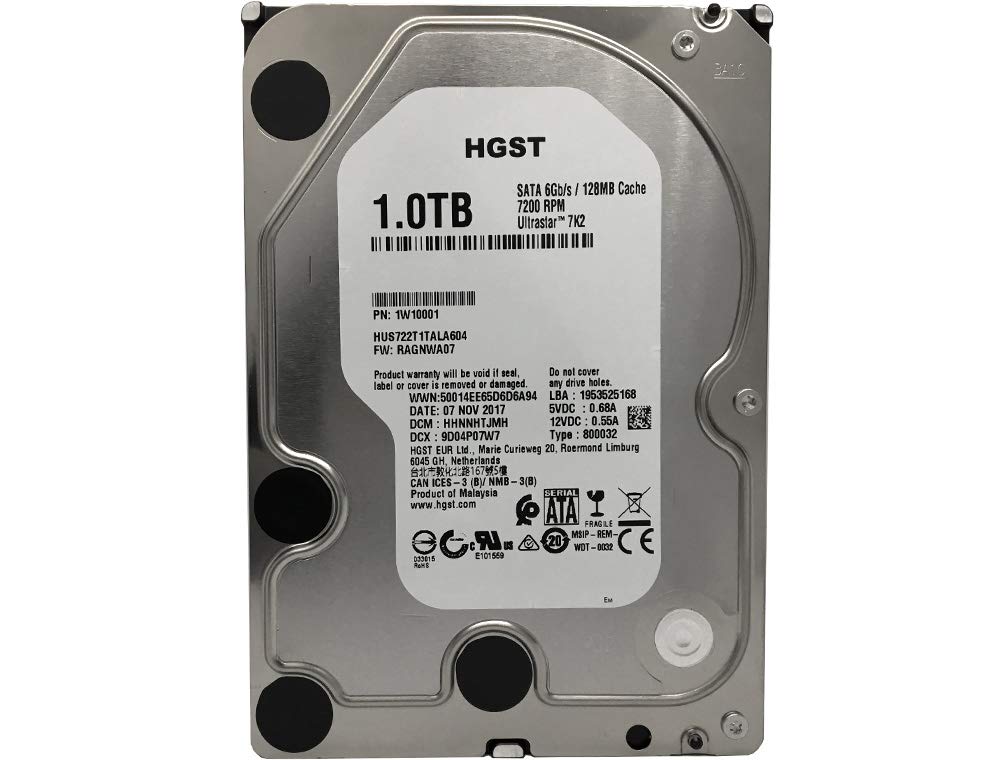 HGST Ultrastar 7K2 (1W10001) HUS722T1TALA604 1TB 128MB Cache 7200RPM SATA 6Gbps 3.5in Datacenter Hard Drive (Renewed)