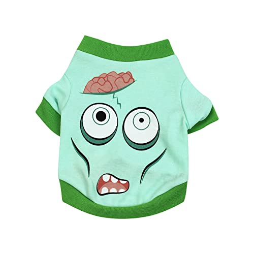Soft Pet Apparel Pet Dress Shirt Boy Girl Winter Warm Sweaters Pet Costume Printed Tshirt for Small Dogs Puppy Clothes H2-Green X-Small
