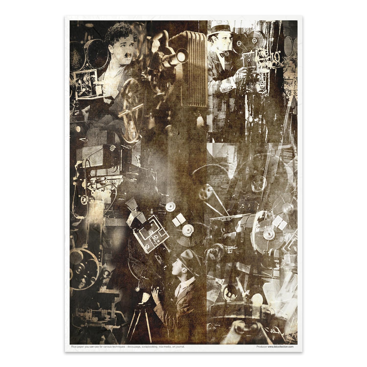 ITD Collection - Rice Paper Creative Set A4 Decoupage Rice Paper Sheet 29.7 x 21 cm Napkin Technology Multicoloured (Magic of Cinema)