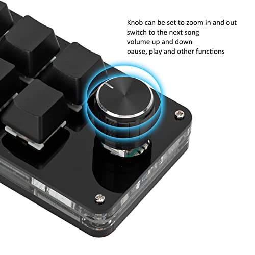 Mini Macro Mechanical Gaming Keyboard, 6 Keys One Handed USB PC Keypad with Knob, Programmable Shortcut Custom Function, for Windows, for VISTA(Full Black)
