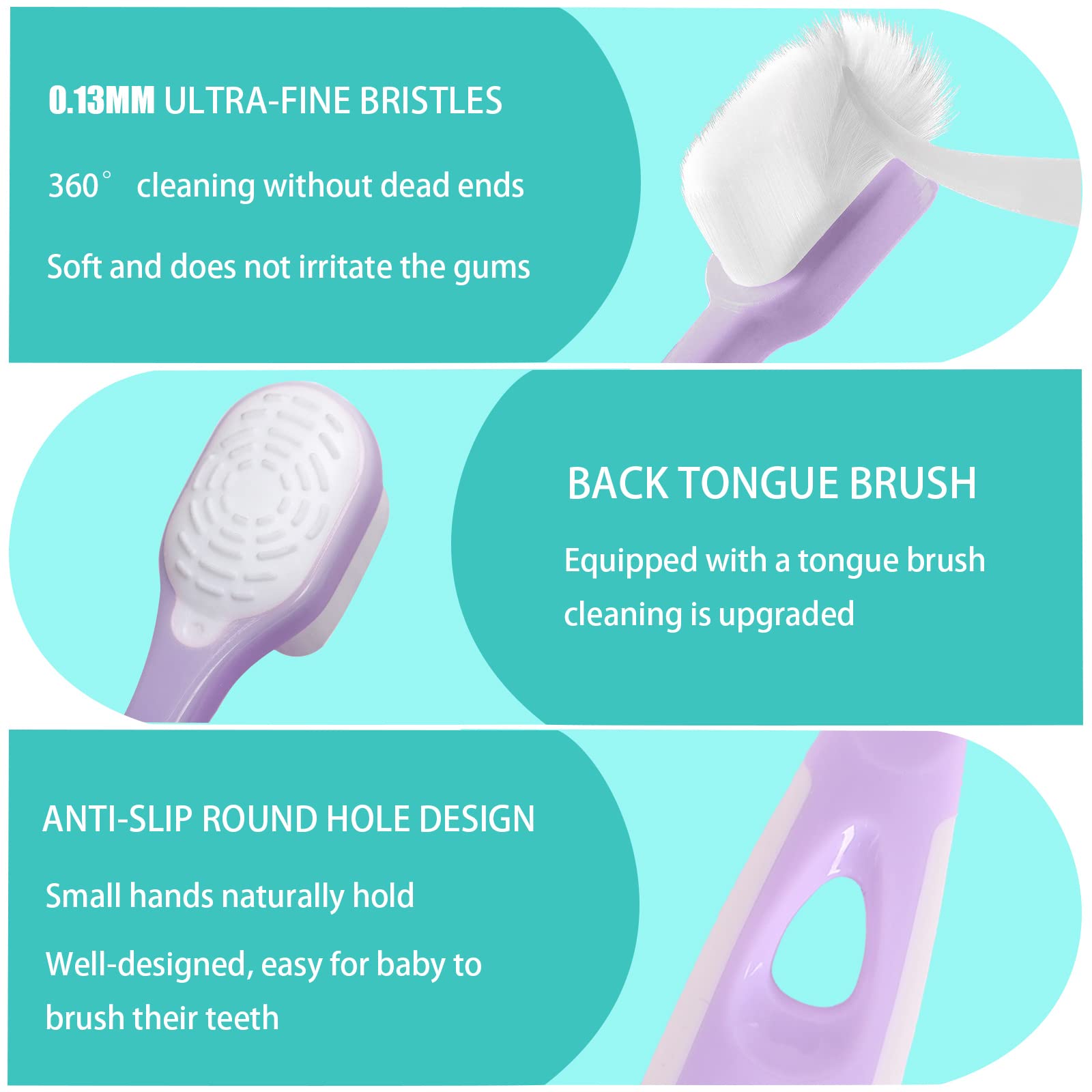 Loowkin Toddler Toothbrush for 1-5 Years Old,Nano Baby Toothbrush with Tongue Cleaner,Kids Toothbrush 12 Months up