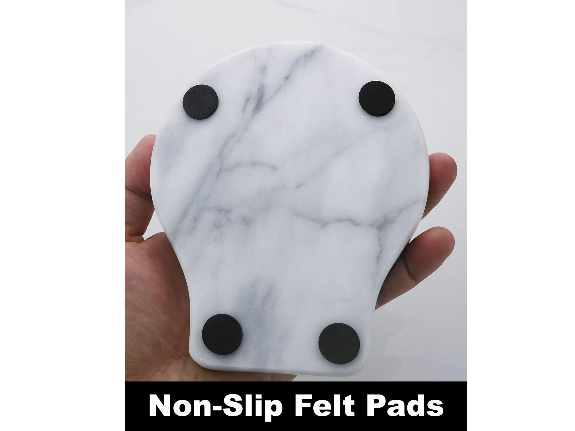 Marble Spoon Rest for Kitchen Counter, Cooking Utensil Holder for Stove Top, Spatula, Tongs Holder with Non-Slip Silicone Feet
