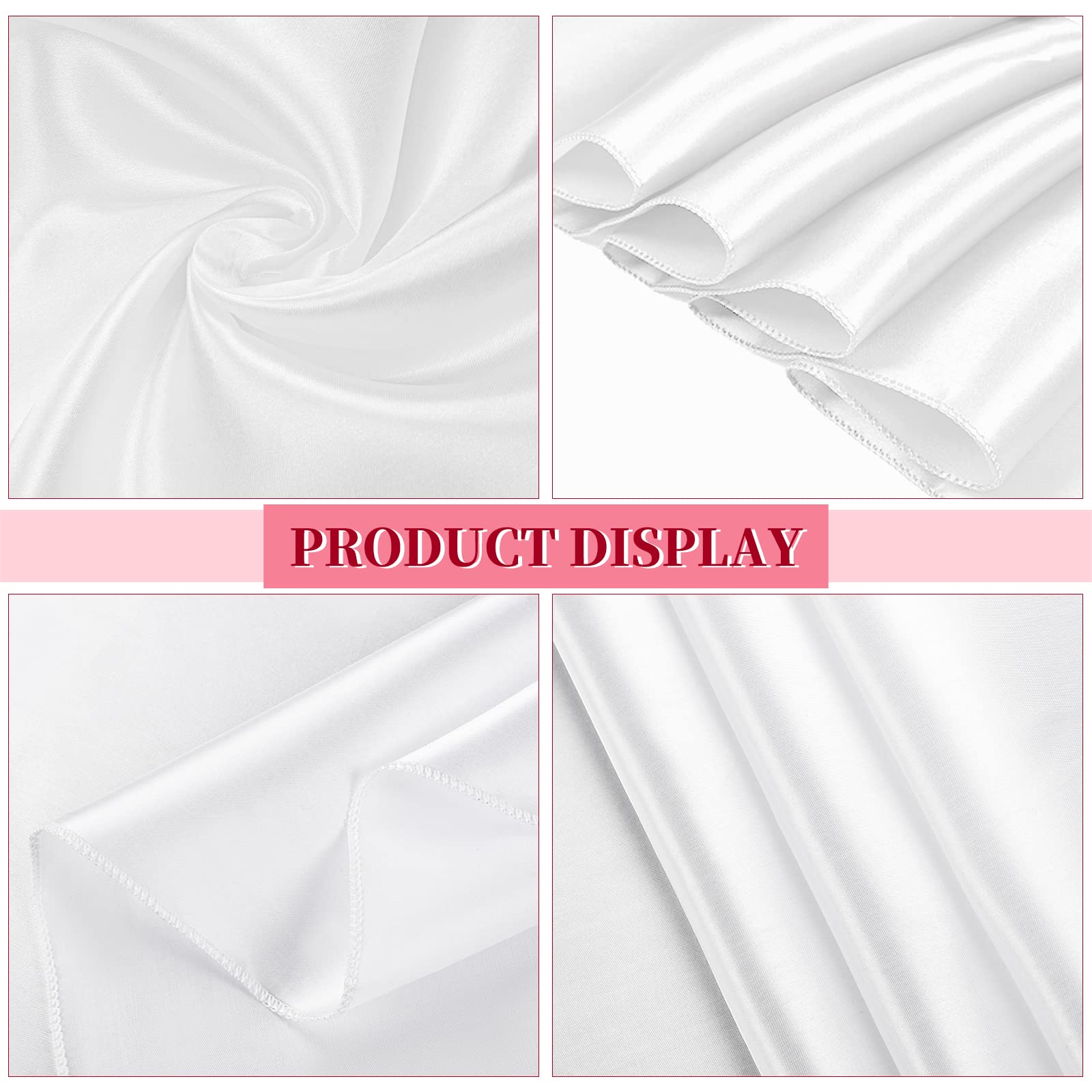 Lykoow 4 Packs Satin Tablecloth 108 Inch Round Silky White Satin Tablecloth 108inch Bright Tablecloth Smooth Fabric Table Decoration for Parties Holiday Wedding Birthday Banquet