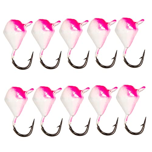 KANTANZE Ice Fishing Jigs Fishing Lures with Tackle Box for Walleye Perch 10PCS Pink.