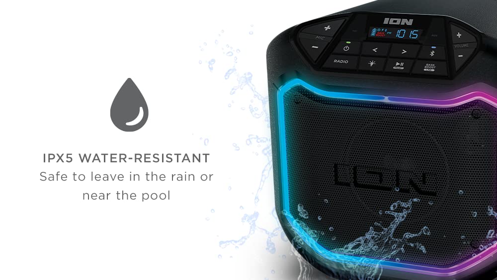 ION Audio iPA127 Game Day Party | Wireless Rechargeable Speaker System with Lights