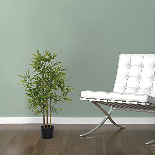 SOFTFLAME 3ft Bamboo Artificial Tree, Faux Bamboo Plant, Artificial Plant with 3 Trunks, Ideal for Home Office Indoor Decoration