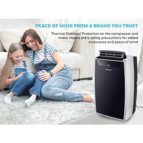 Honeywell Classic Portable Air Conditioner w Dehumidifier & Fan, Cools Rooms Up to 700 Sq. Ft. w Drain Pan & Insulation Tape, MN4CFS9 (Black/Silver)