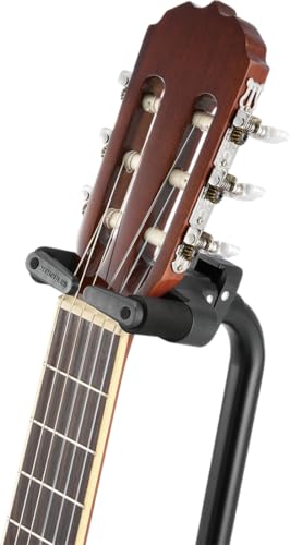 Lumintrail Hercules GS414B PLUS Single Guitar Stand, Auto Grip System, Instant Height Adjustment Clutch, Fits Guitar Neck Sizes 1.57β - 2.05β, with Hercules GSB001 Carrying Bag with a Cleaning Cloth