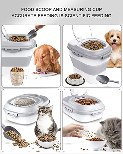 Somkaco Collapsible Food Storage Container with Transparent Lid, Scoop and Wheels, Large food storage for Dog, Cat and Other Pet