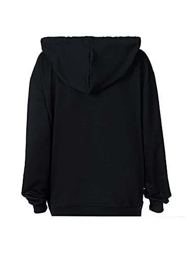 Women's Y2K Hoodie Vintage Skeleton Print Oversized Zip up Sweatshirt Pullover Sweatshirt 90S Cardigan Streetwear (Black Skeleton, Large)