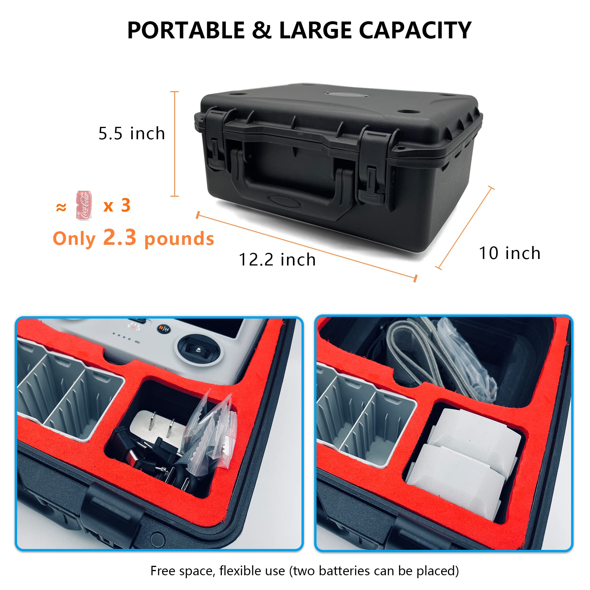 Judunmsk Hard Case for DJI Mini 3 Pro, Compact Portable Carrying Case for Mavic Mini 3 Pro, DJI Mini 3 Pro Large Capacity Case, Professional DJI Mini 3 Pro Accessories (RC)