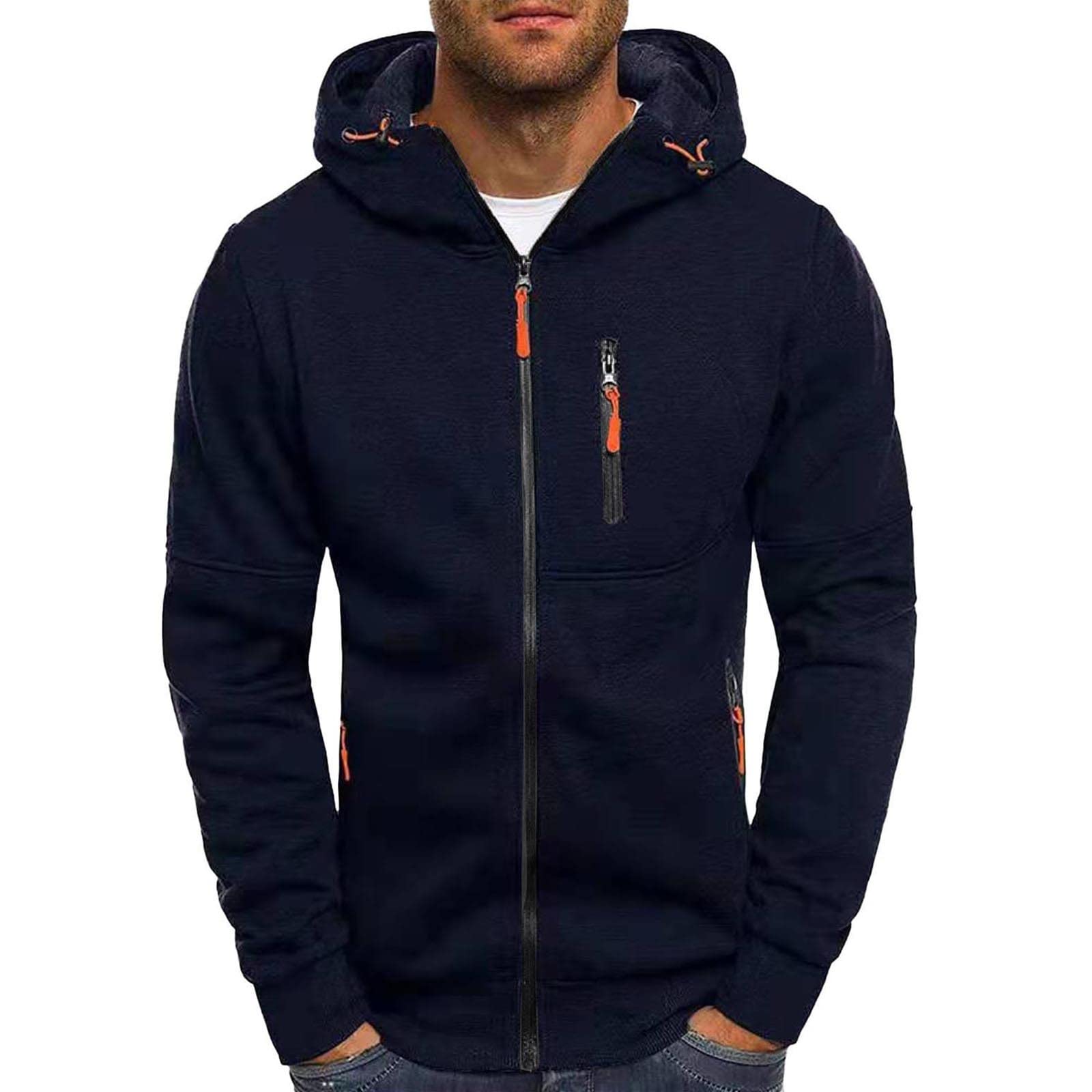 mens graphic hoodies vintage,sweatshirts for men hoodie,Hoodies for Men Zip Up, Mens Zip Up Hoodies Solid Color Hooded Slim Fit Long Sleeve Lightweight Sweatshirt With Kanga Pocket