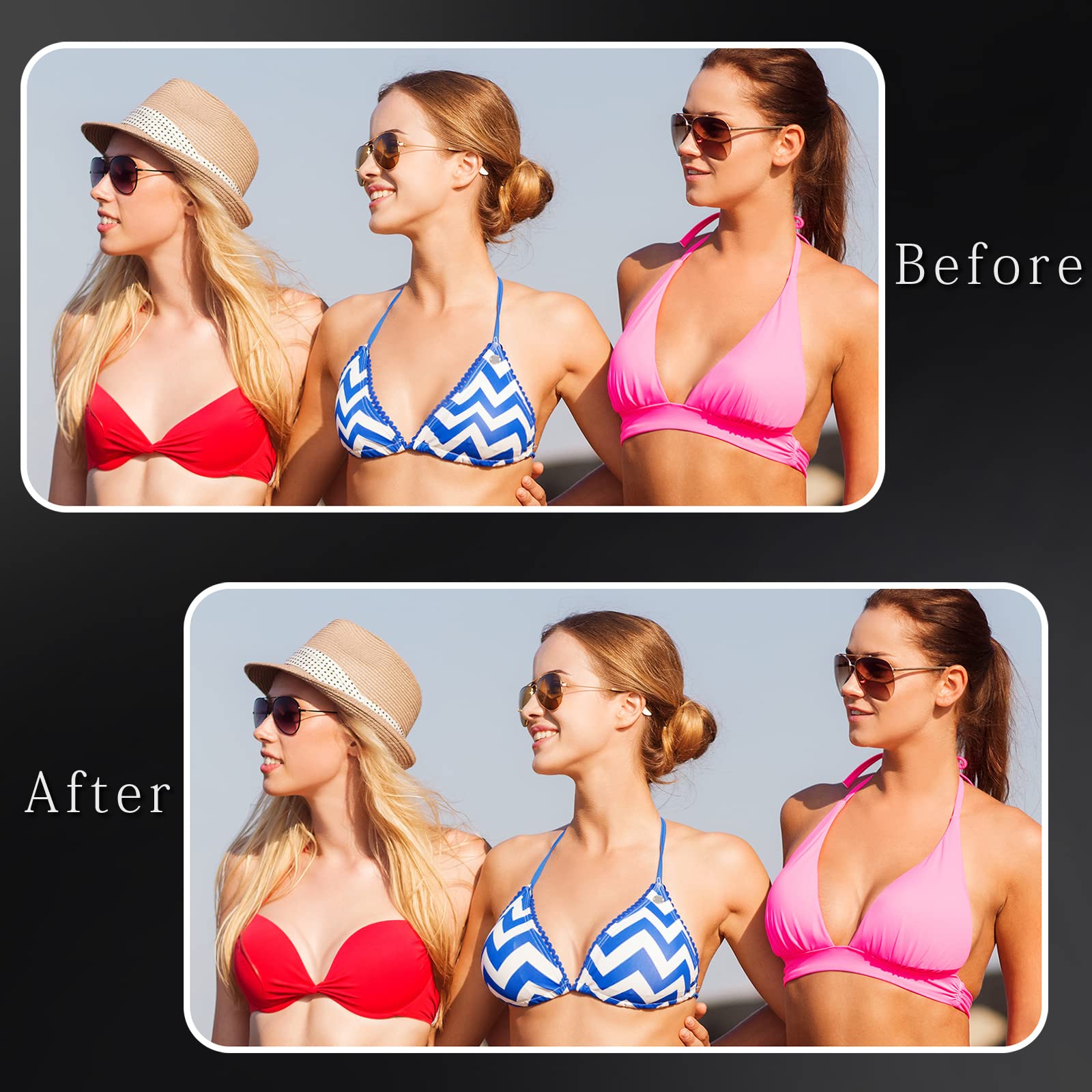 Honoson 2 Pairs Breathable Silicone Bra Inserts Waterproof Reusable Bra Inserts Breast Enhancers for Bra Swimsuit Sports Bra (Round and Semicircular Shape)