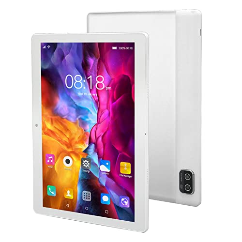 HEEPDD 10.1in Tablet, for Android 12 6GB 128GB MT6592 10 Cores 5G Tablet Silver 5G WiFi Calling for Work (US Plug)