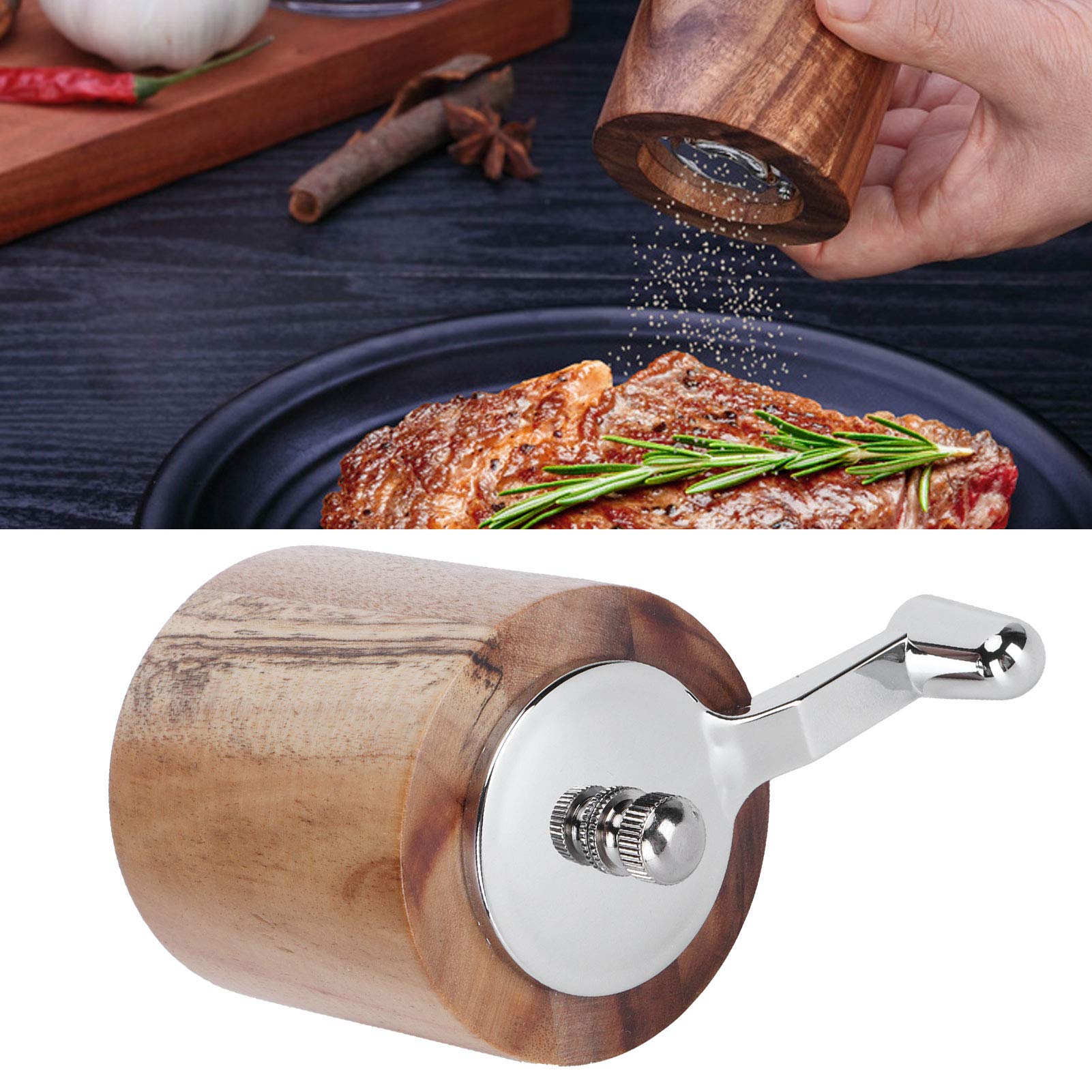 Manual Pepper Grinder, Adjustable Thicknesses Spices Mill Grinding Tool with Long Crank, Suitable for Home, Restaurant, Outdoor Barbecue
