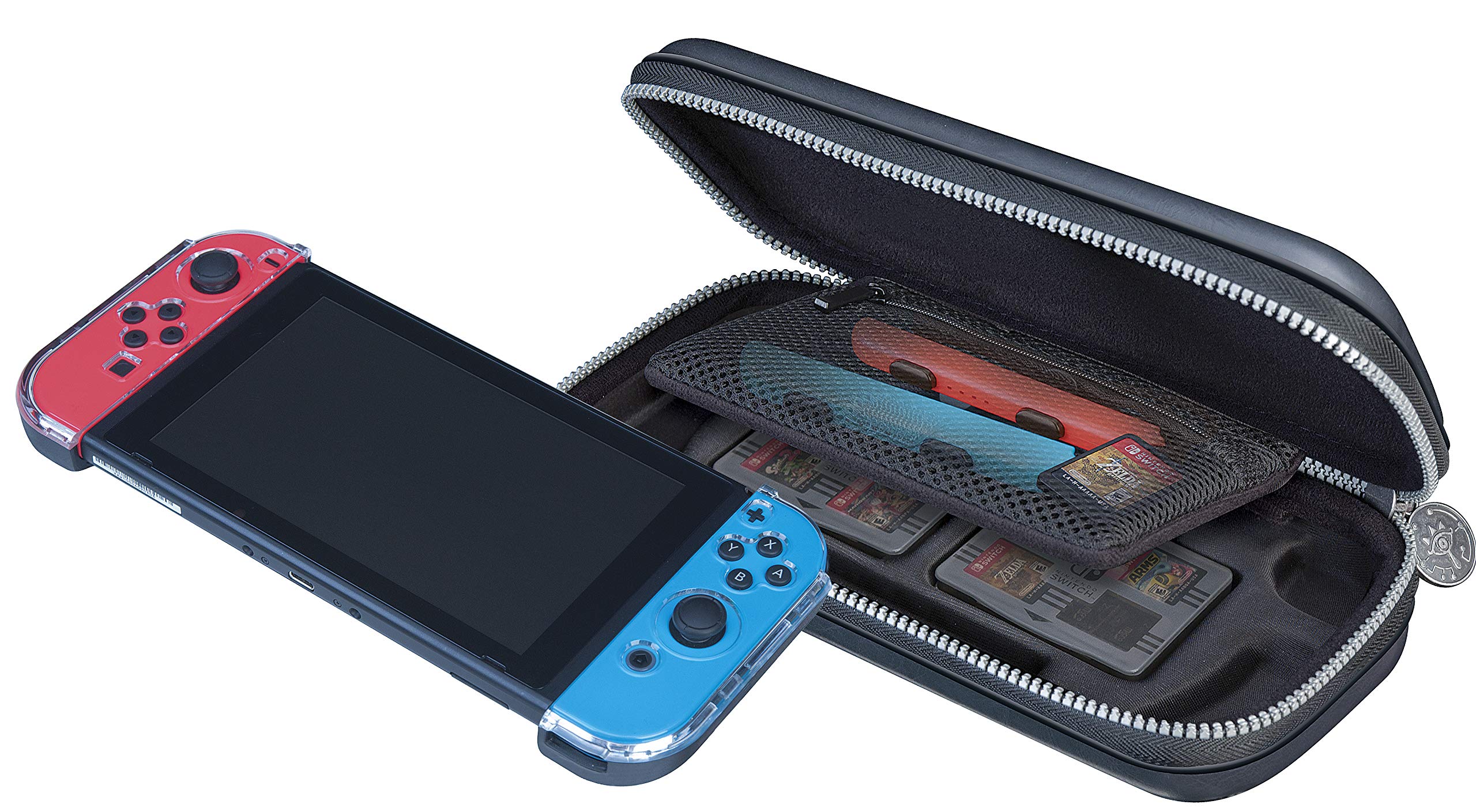 Game Traveler Zelda Nintendo Switch OLED Case - Fits Switch OLED, Original Switch & Switch Lite, Adjustable Viewing Stand & Bonus Game Cases, Deluxe Carry Handle, Licensed Nintendo Switch game case