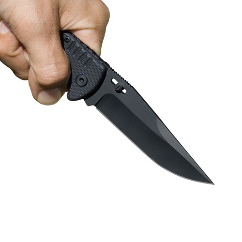 SOG Folding Pocket Knife β Salute Tactical Knife, EDC Knife, Tactical Folder Knife, Work Knife, 3.63 Inch Black Pocket Knife with Thumbstud (FF11-CP)