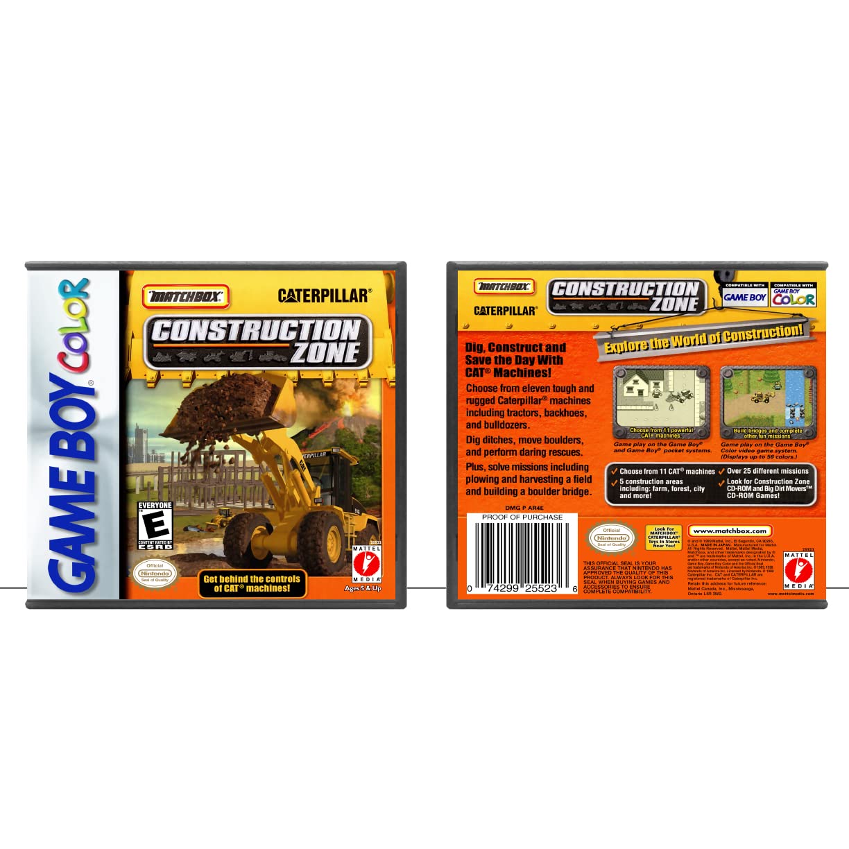 Matchbox Caterpillar Construction Zone | (GBC) Game Boy Color - Game Case Only - No Game
