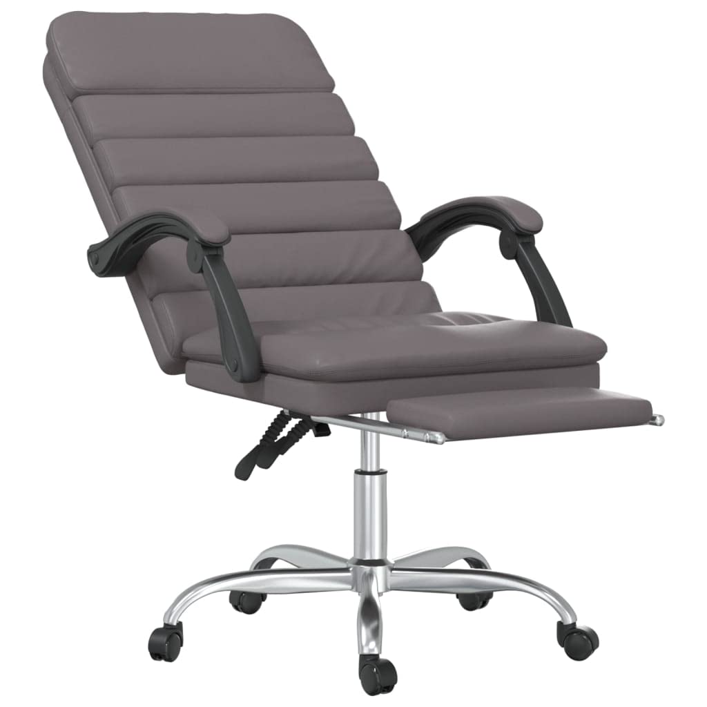 GOLINPEILO Faux Leather Massage Reclining Office Chair with Footrest, Ergonomic Office Chair, Computer Desk Chair for Home Office, Gray Faux Leather, Style D -719
