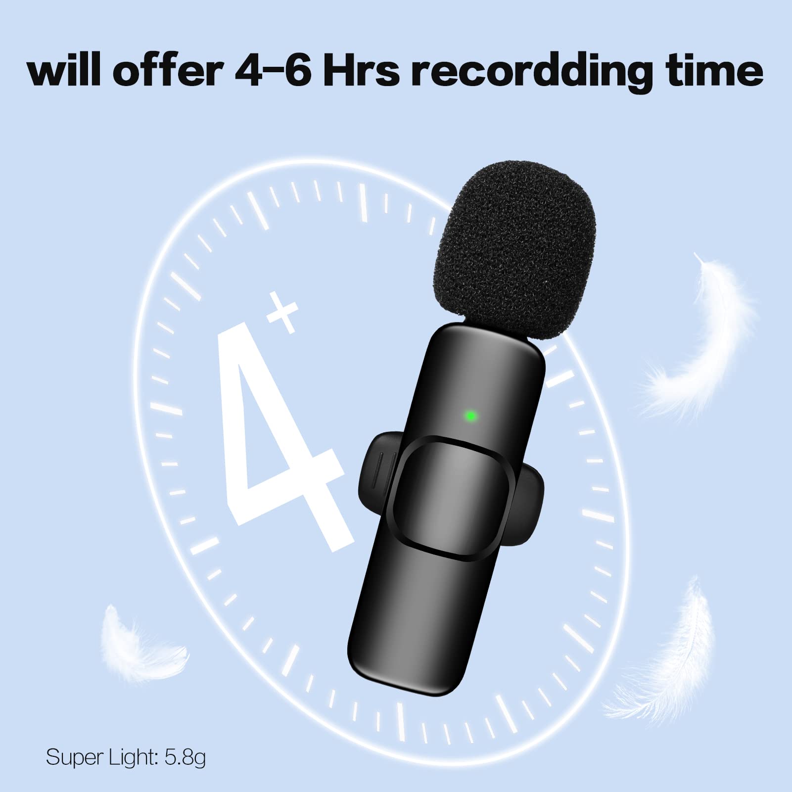 LASMEX Wireless Lavalier Lapel Microphone for iPhone iPad, Plug-Play Professional Small Wireless Clip Mic for Video Recording Interview Vlog YouTube TikTok Facebook Live and Noise Reduction