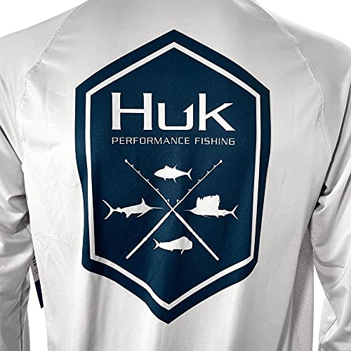HUK Men's Pursuit Long Sleeve Sun Protecting Fishing Shirt, Hex-Glacier, Medium