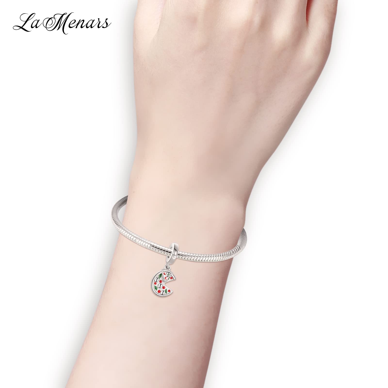 La Menars Pizza Love Dangle Charm for Bracelets 925 Silver Beads for Women's Bracelets & Necklaces Dangle Pendant for Mother's Day