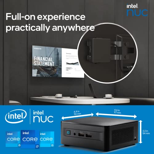 Intel NUC 12 NUC12WSHi7 Wall Street Canyon Mini Computer 12th Gen Core i7-1260P, 12 Cores(4P+8E), 16 Threads, 18MB Smart Cache, Iris Xe Graphics,16GB RAM, 1TB PCIe SSD, Win 10 Pro